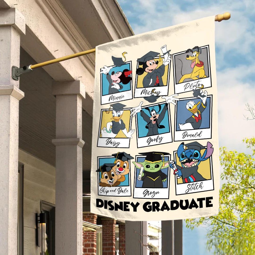 Disney Graduate Garden Flag, Cartoon Graduation Flag, Mouse and Friends ...