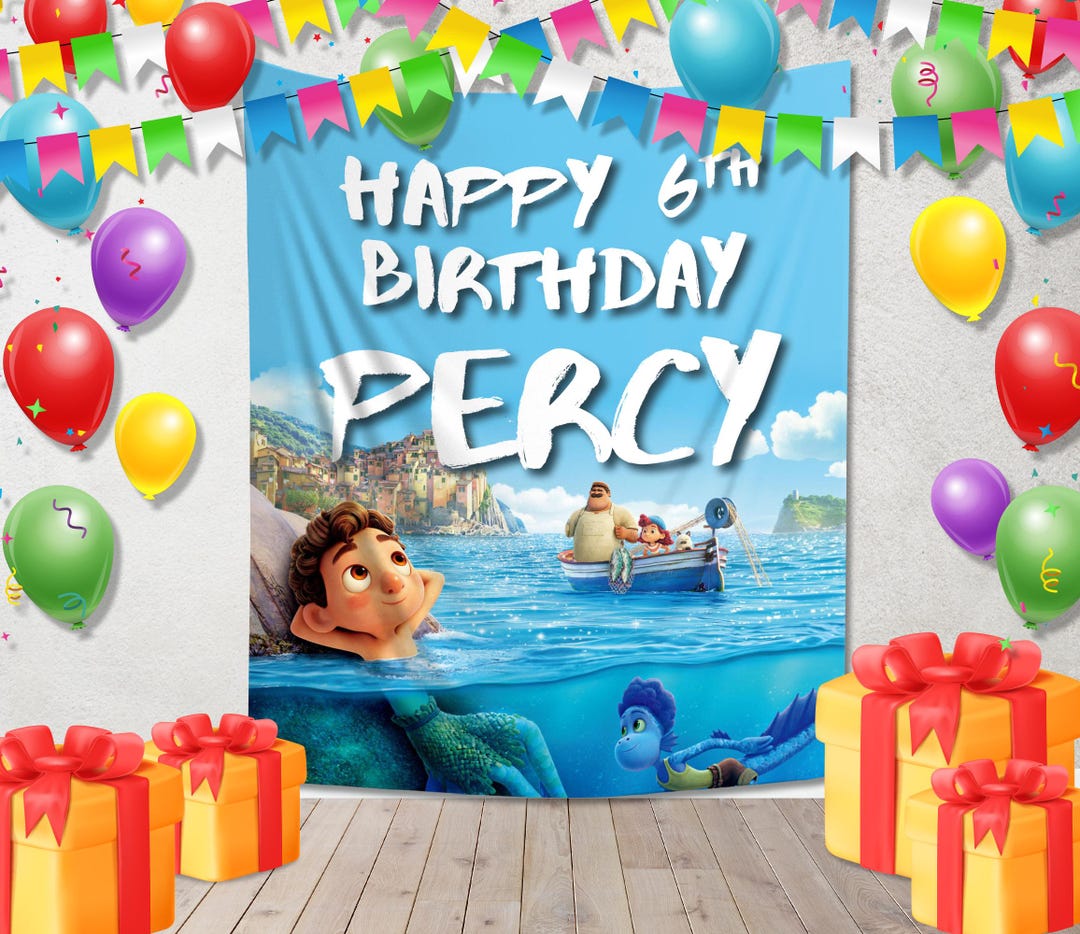 Disney Luca Personalized Birthday Backdrop, Luca Birthday Banner With ...