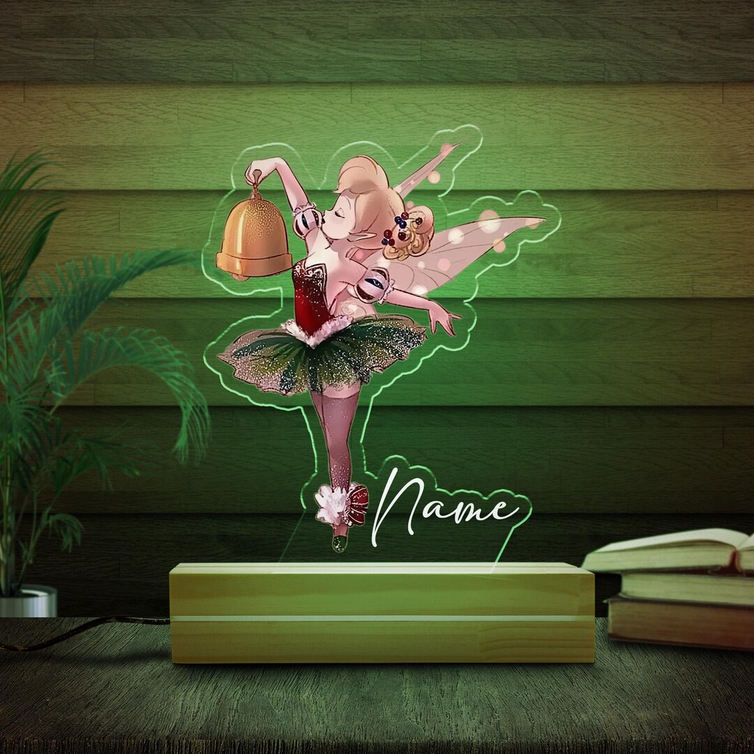 Personalized Tinkerbell Night Light | Custom Name LED Lamp | Cute Fairy ...