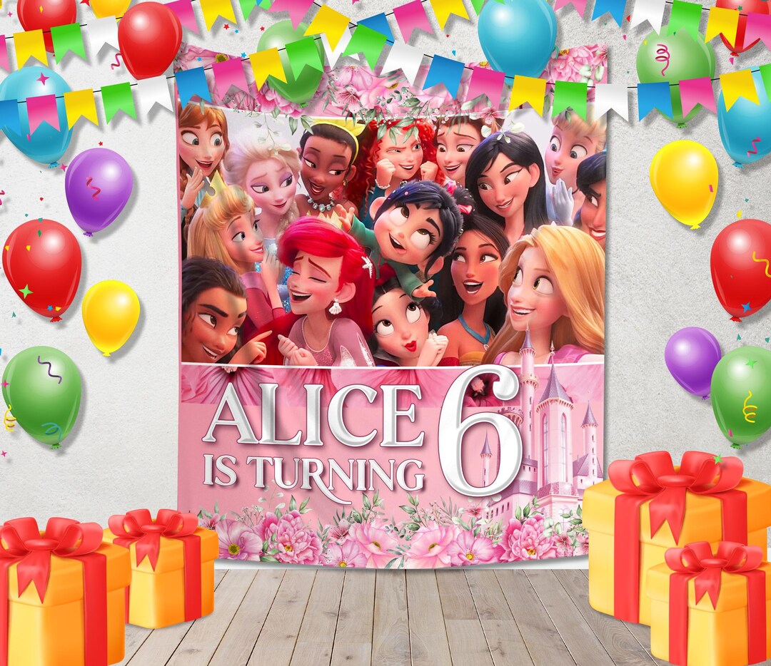 Disney Princess Birthday Backdrop, Personalizable Disney Princess ...