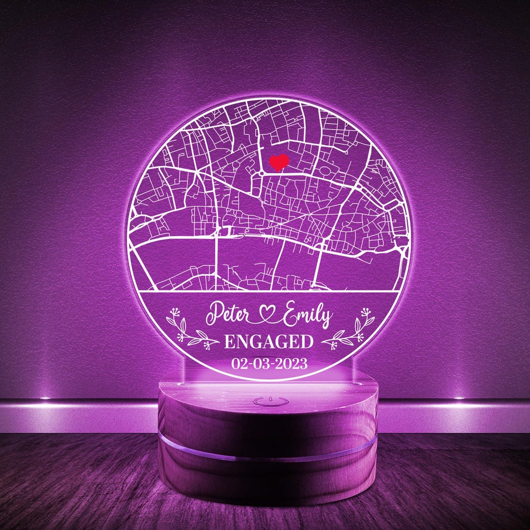 Personalized Map Night Light,aniversary Lamp,bedroom Decor Light,custom ...