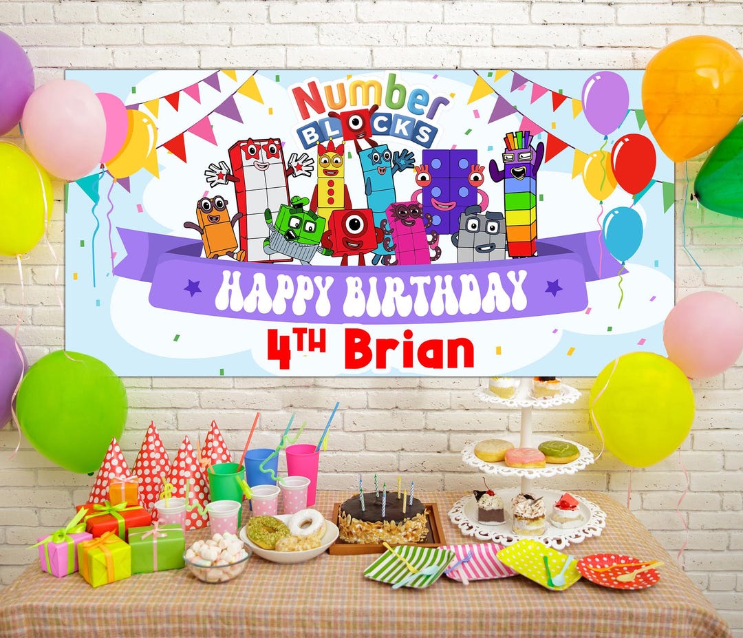 Personalized Numberblocks Birthday Backdrop, Numberblocks Party Banner ...