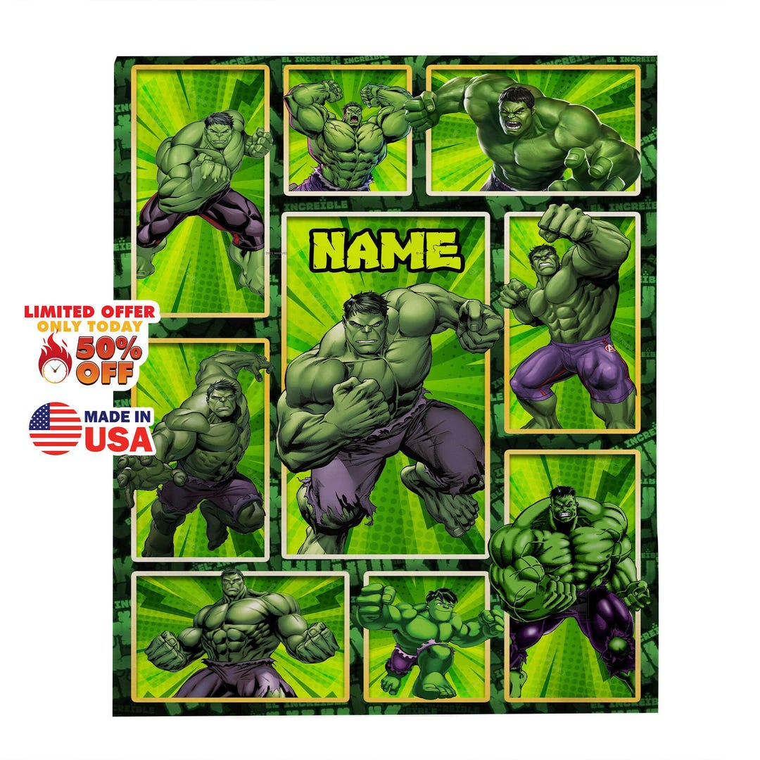 The Incredible Hulk Blanket, Custom Kids Blanket, Hulk Fleece Sherpa ...
