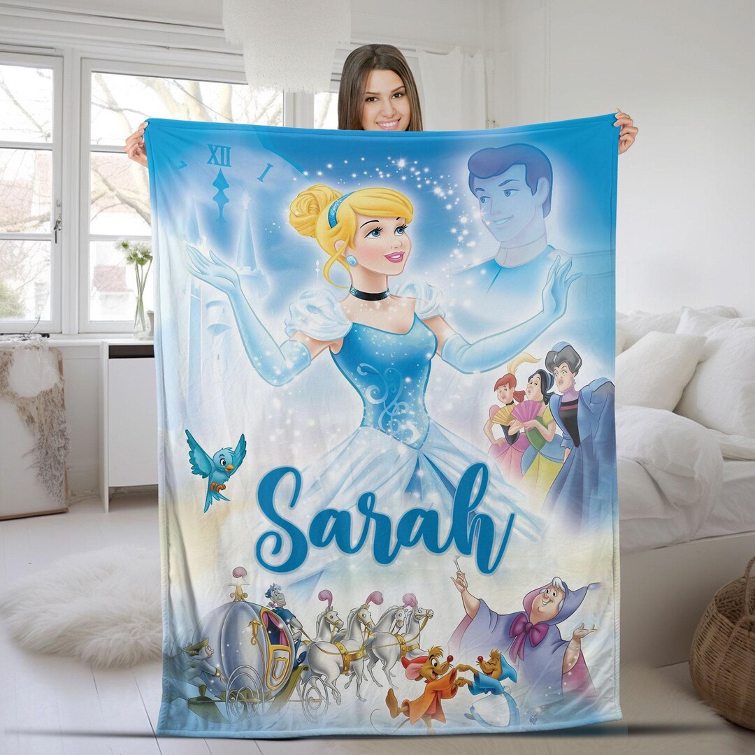 Personalized Disney Princess Cinderella Blanket, Custom Name Baby Girl ...