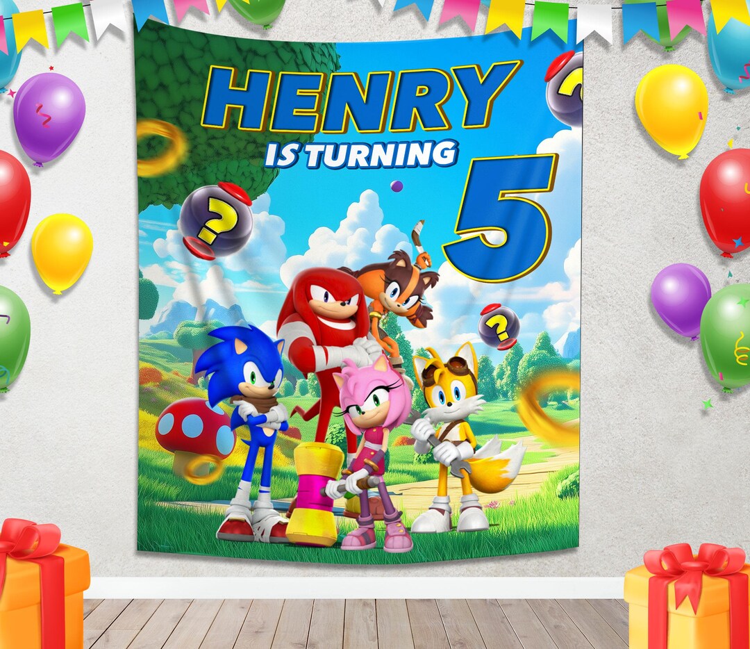 Sonic Birthday Party Backdrop/sonic Hedgehog Birthday Banner/custom ...