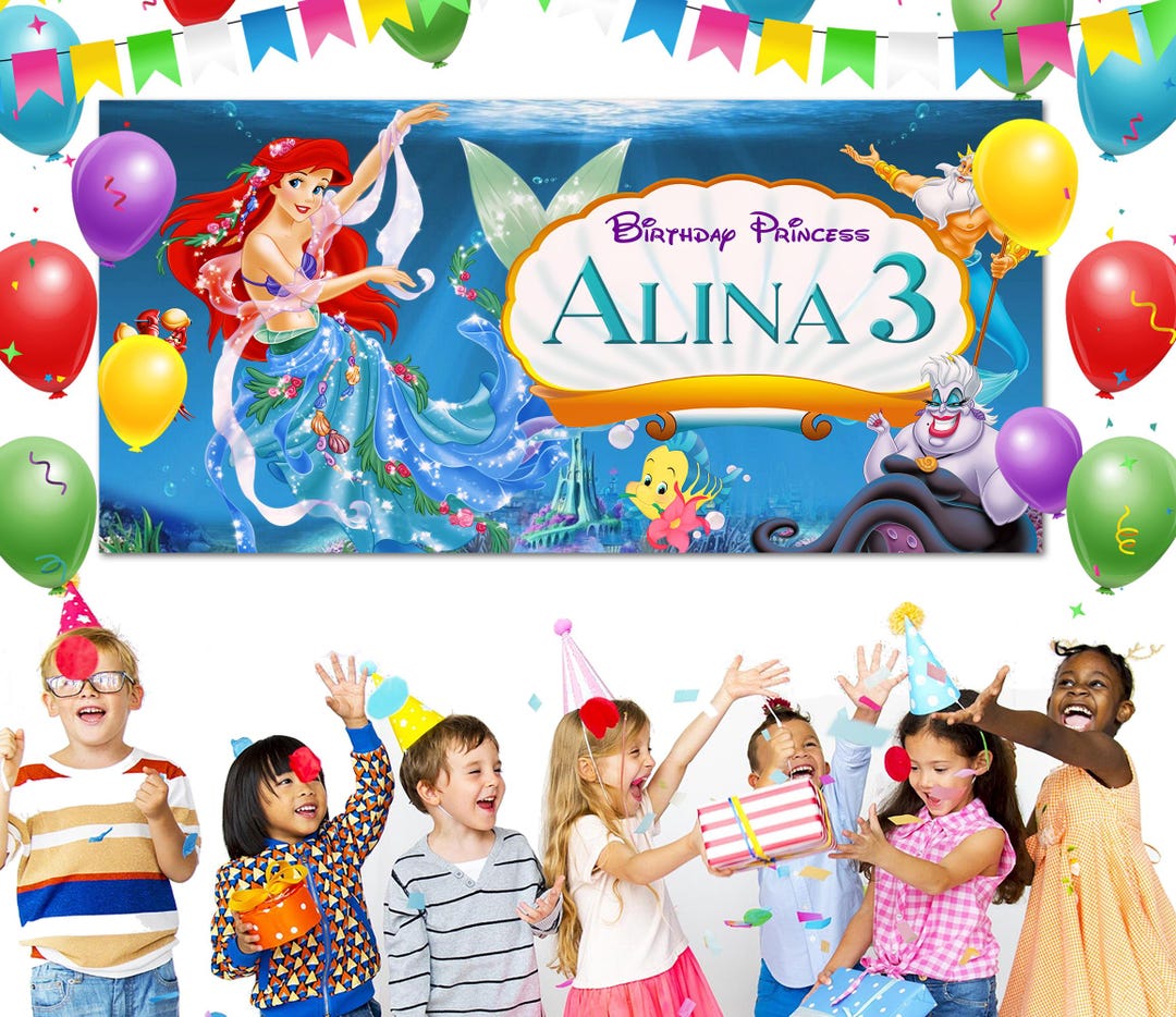 Little Mermaid Ariel Backdrop, Little Mermaid Ariel Banner, Little ...
