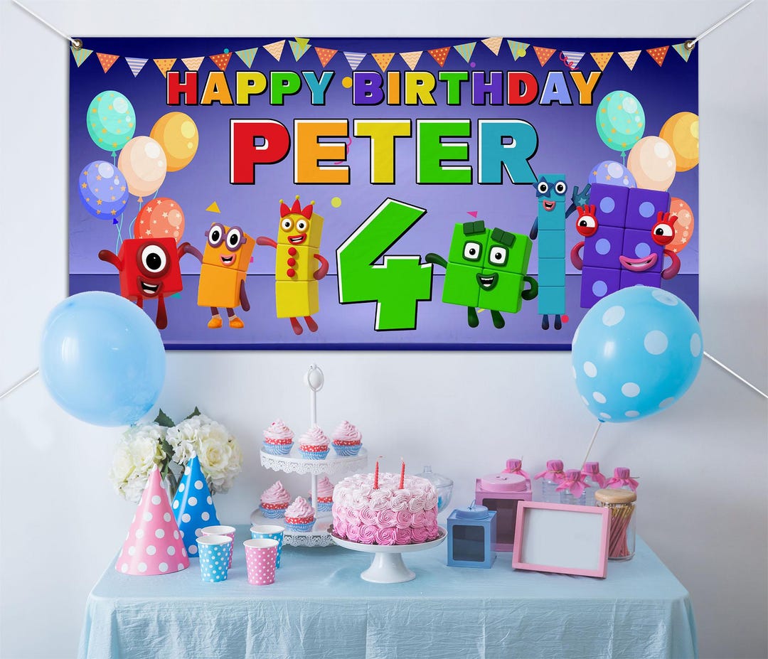 Personalized Birthday Numberblocks Banner, Printable Party Backdrops ...