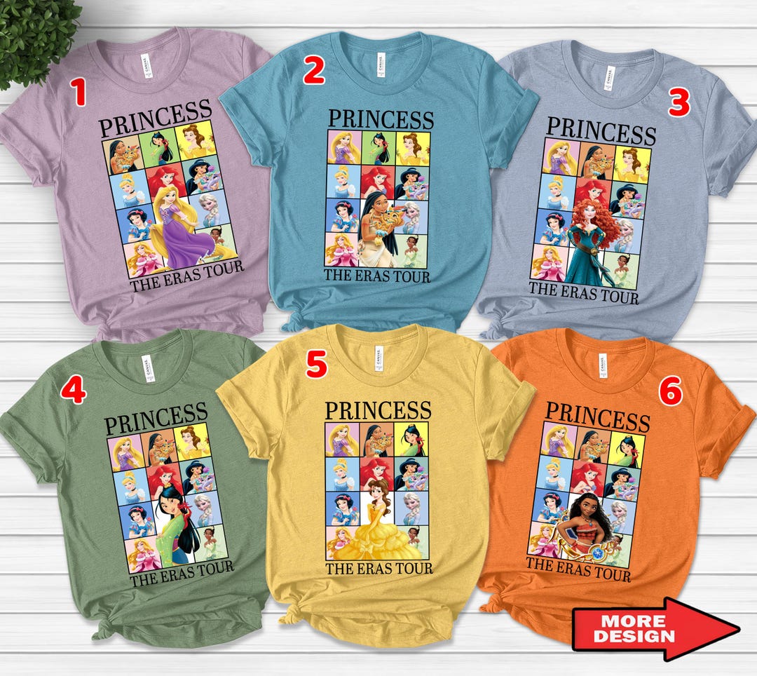 Disney Princesses Shirts, Princess Belle,moana, Elsa, Anna, Ariel ...