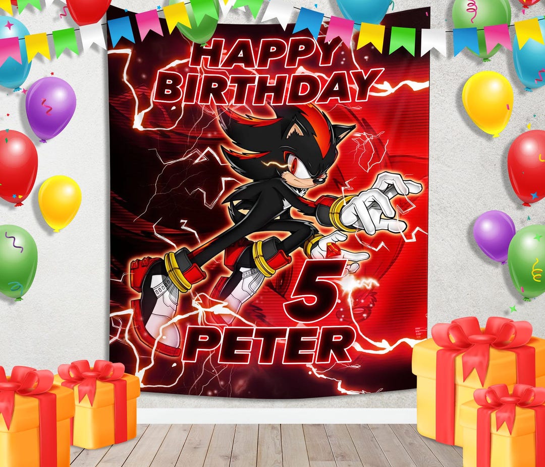 Sonic Birthday Party Backdrop/shadow Hedgehog Birthday Banner/custom ...