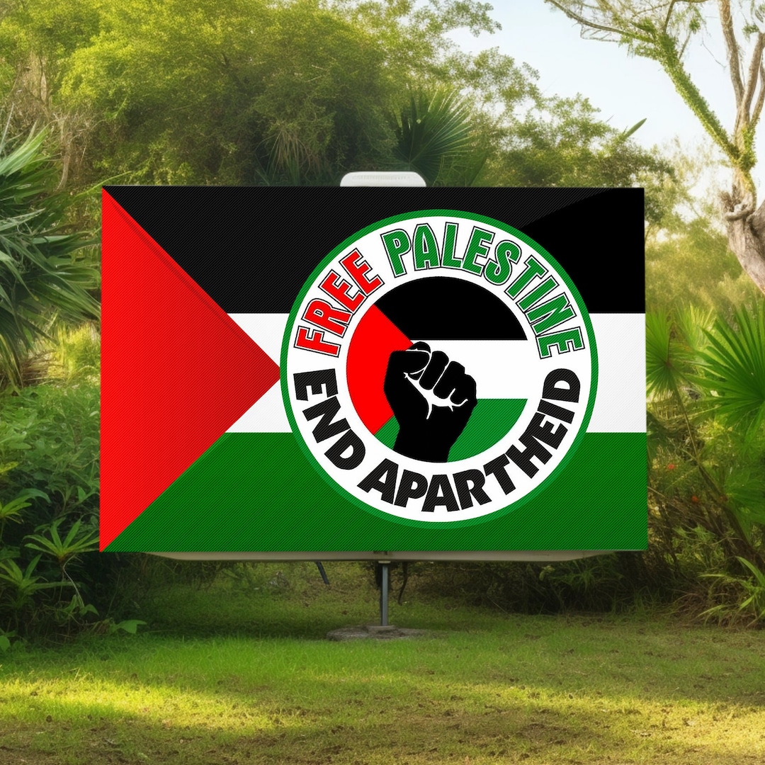 Free Palestine End the Apartheid Yard Sign, State Map Outline Funny ...