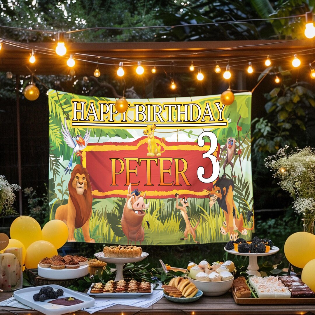 Lion King Birthday Backdrop Banner Simba Backdrop Banner Lion King ...