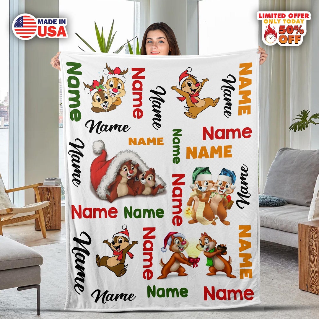 Chip N Dale Custom Name Blanket, Cartoon Christmas Blanket ...