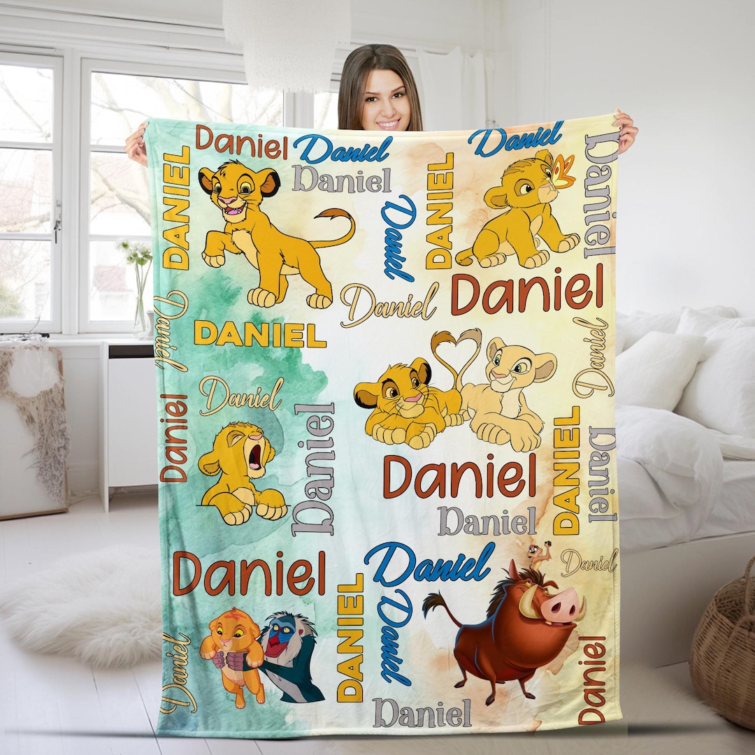 Custom Name Simba Blanket, Personalized Lion King Blanket Gift for Boy ...