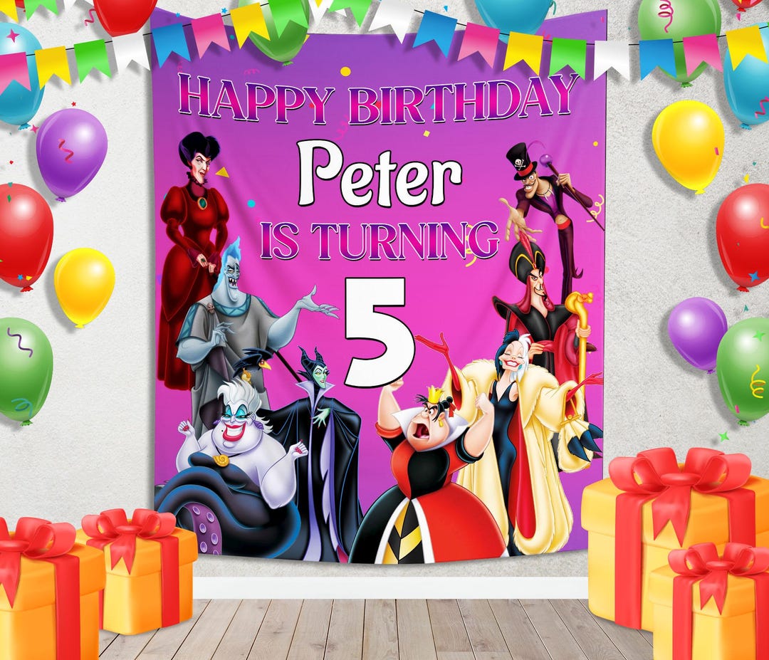 Disney Villains Party Banner,disney Villains Party Decor,disney ...