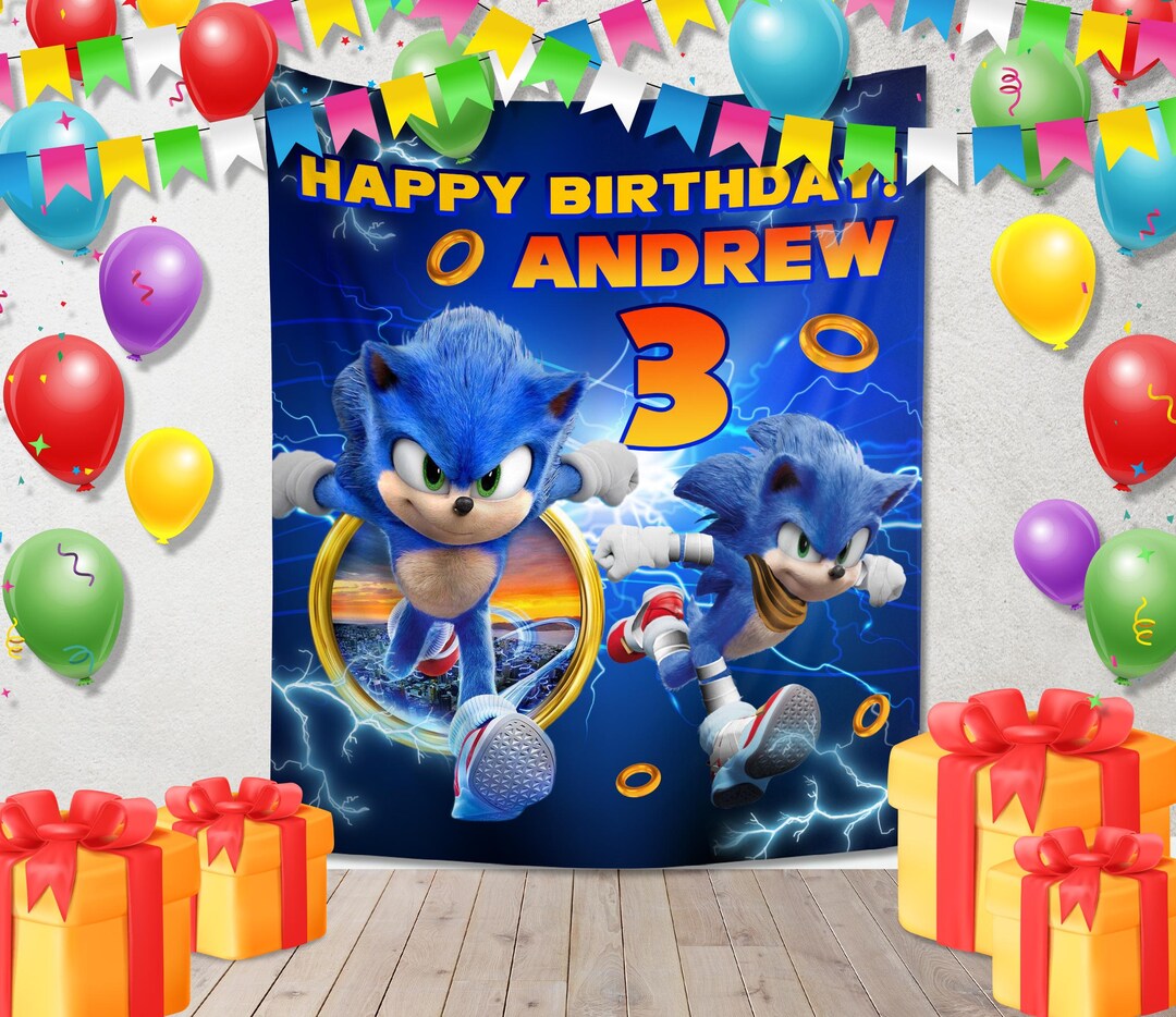 Sonic Birthday Party Backdrop Sonic Birthday Banner Custom Sonic ...