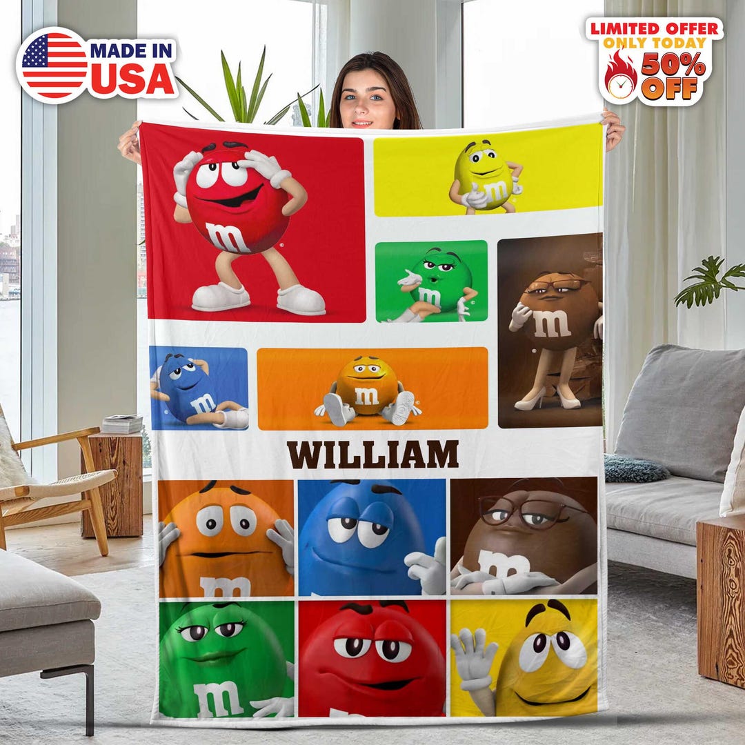 Personalized M and M Blanket, M&m's World Fleece Blanket, M and M Candy ...