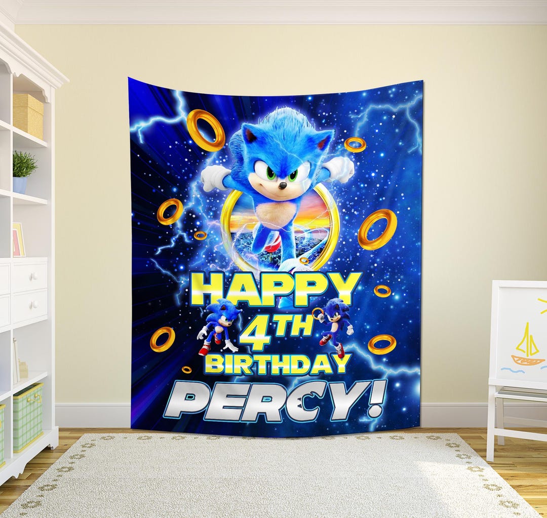 Sonic Birthday Party Backdrop Sonic Birthday Banner Custom Sonic ...