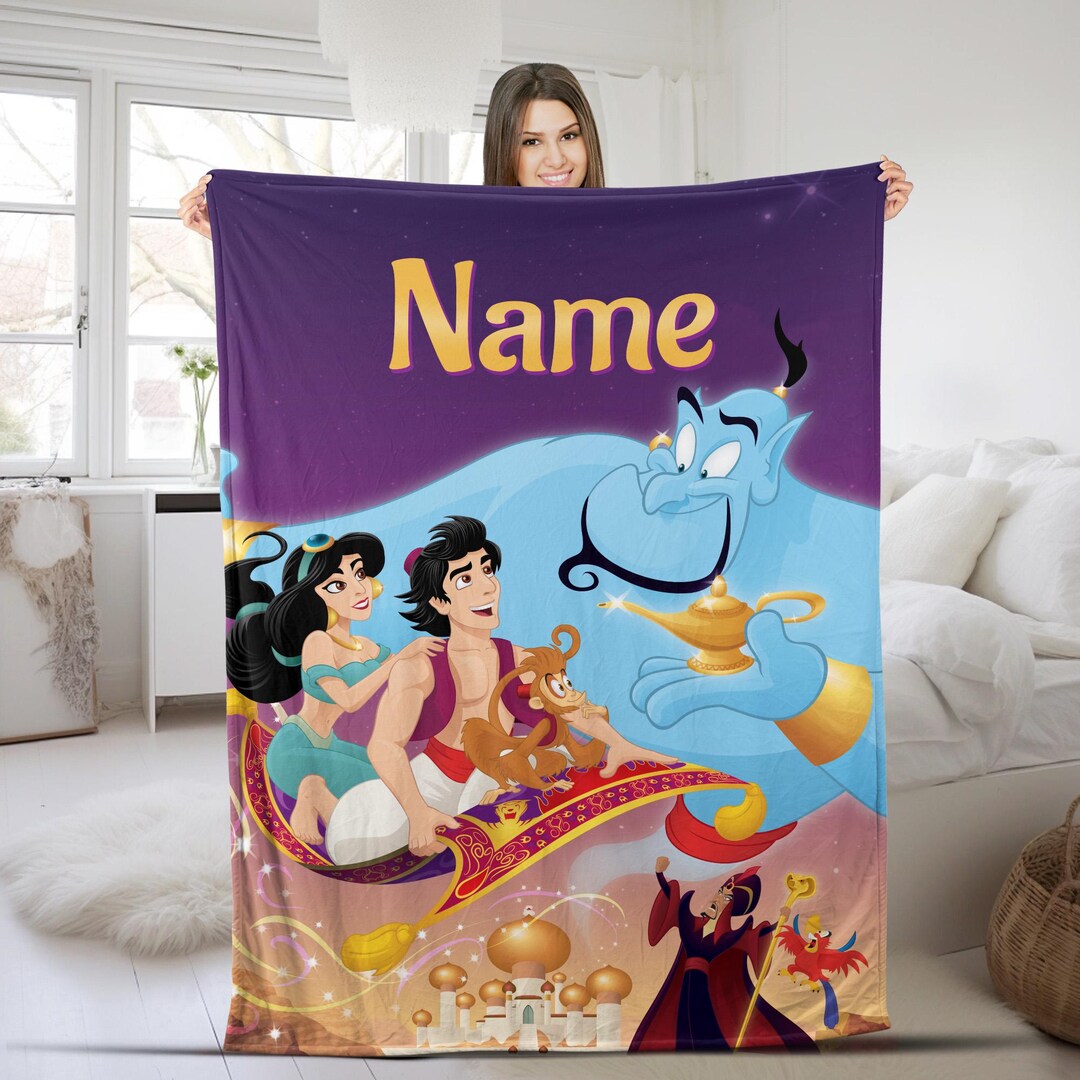 Disney Aladdin and Princess Jasmine Blanket, Aladdin Blanket Genie ...