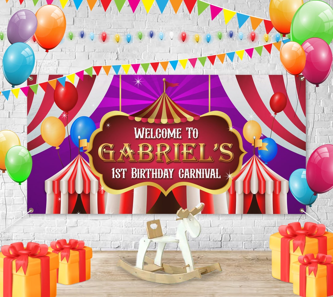 Circus Tent Backdrop Banner, Birthday Decoration, Party Birthday ...