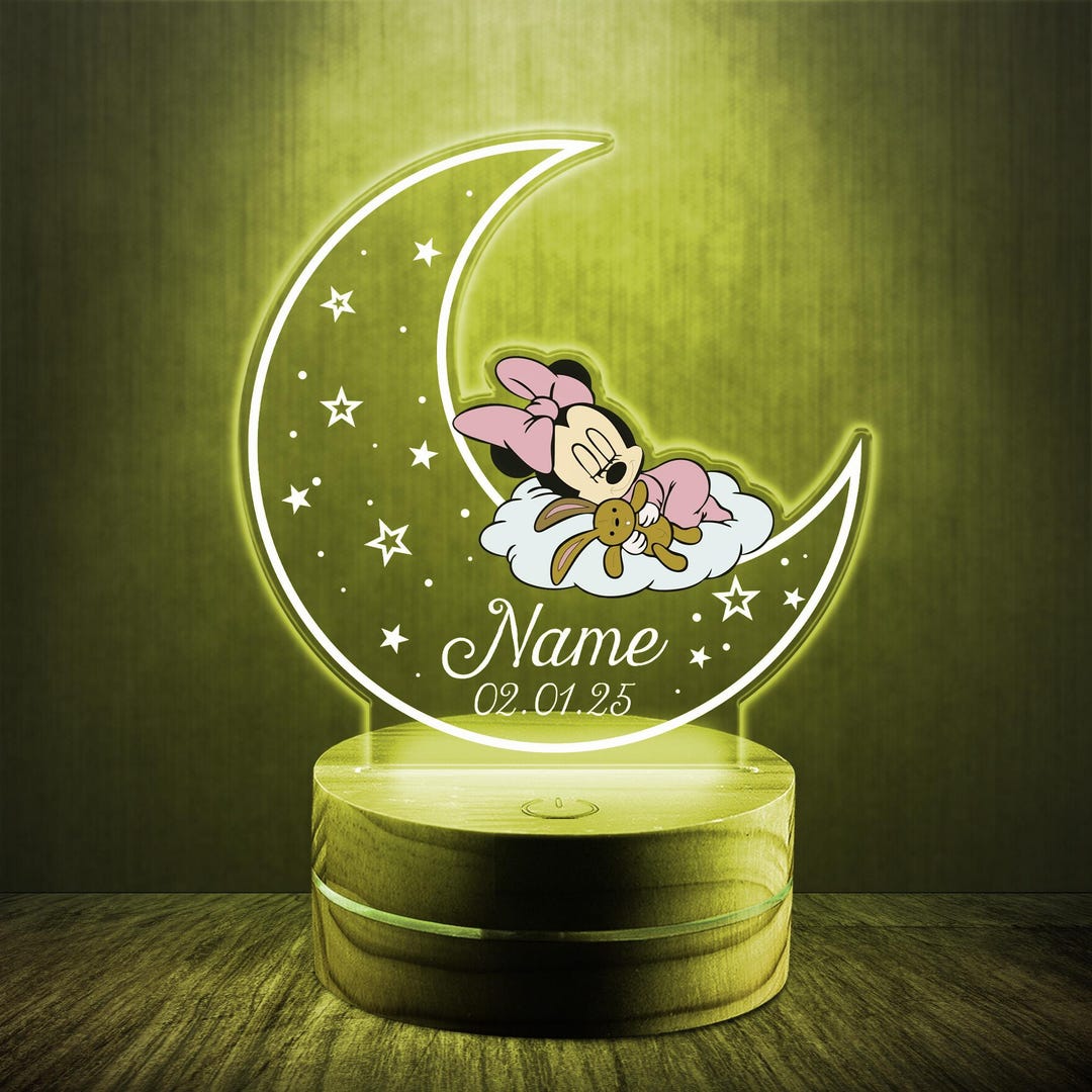 Custom Cute Minnie Mouse Night Light, Disney Minnie Acrylic Night Light ...