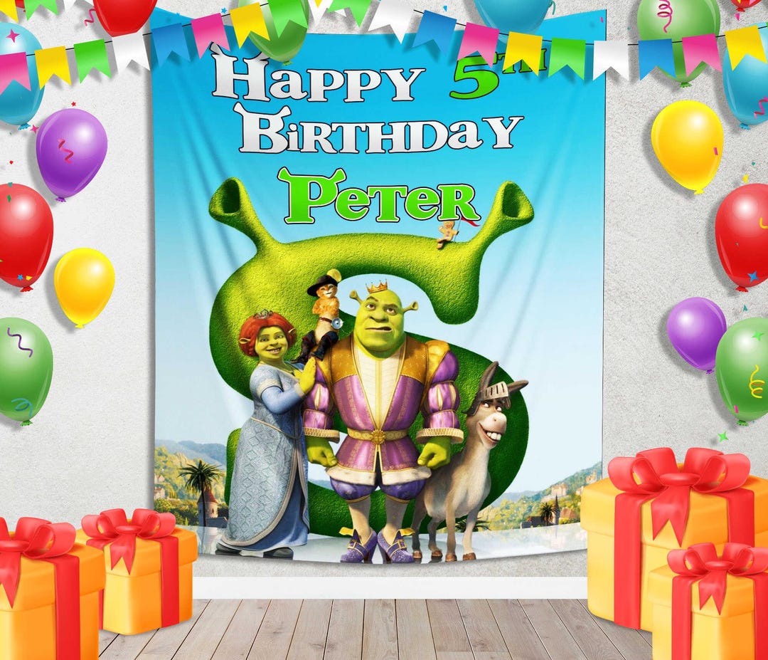 Personalized Shrek Family Backdrop Birthday, Shrek Birthday Banner ...