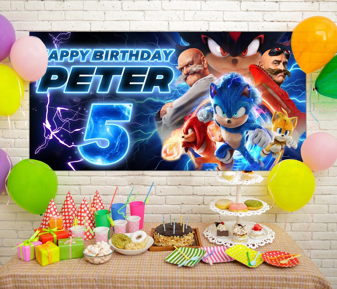 Sonic Birthday Party Backdrop Sonic Birthday Banner Custom Sonic ...