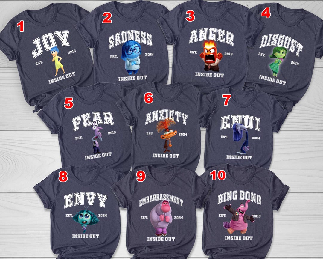 Inside Out 2 Movie Character Kids Shirt, Emotional Custom Character ...
