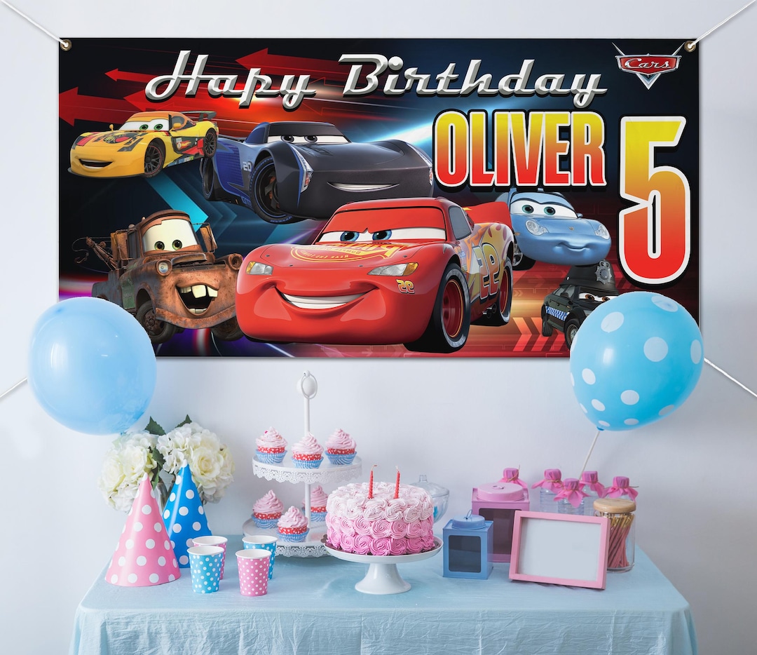 Disney Cars Birthday Banner Backdrop, Custom Cars Party Banner, Cars ...