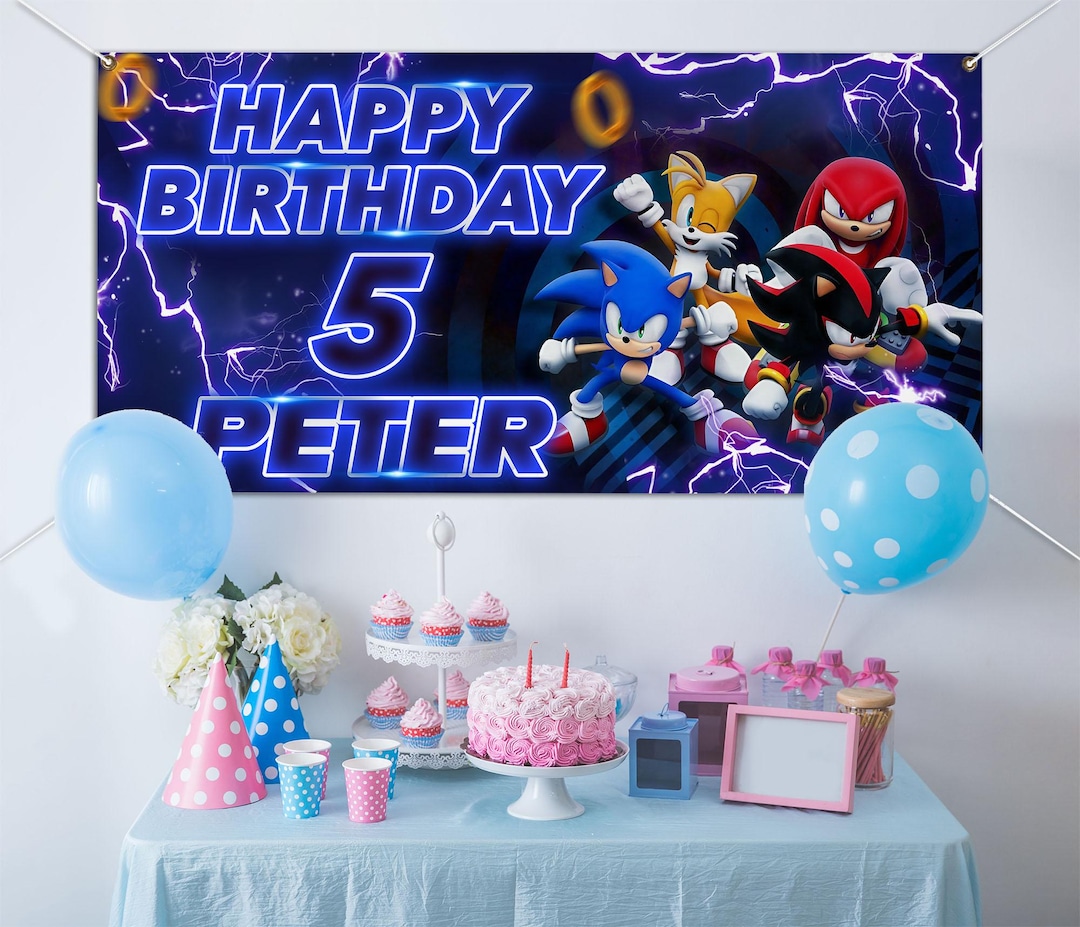 Custom Sonic Hedgehog Birthday Backdrop, Sonic Birthday Banner, Sonic ...