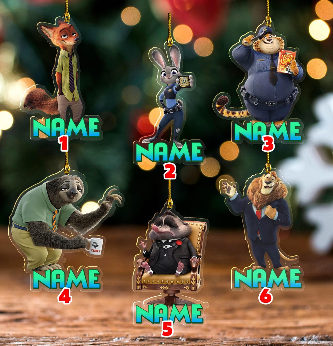 Personalized Disney Zootopia Christmas Ornament, Custom Name Zootopia ...