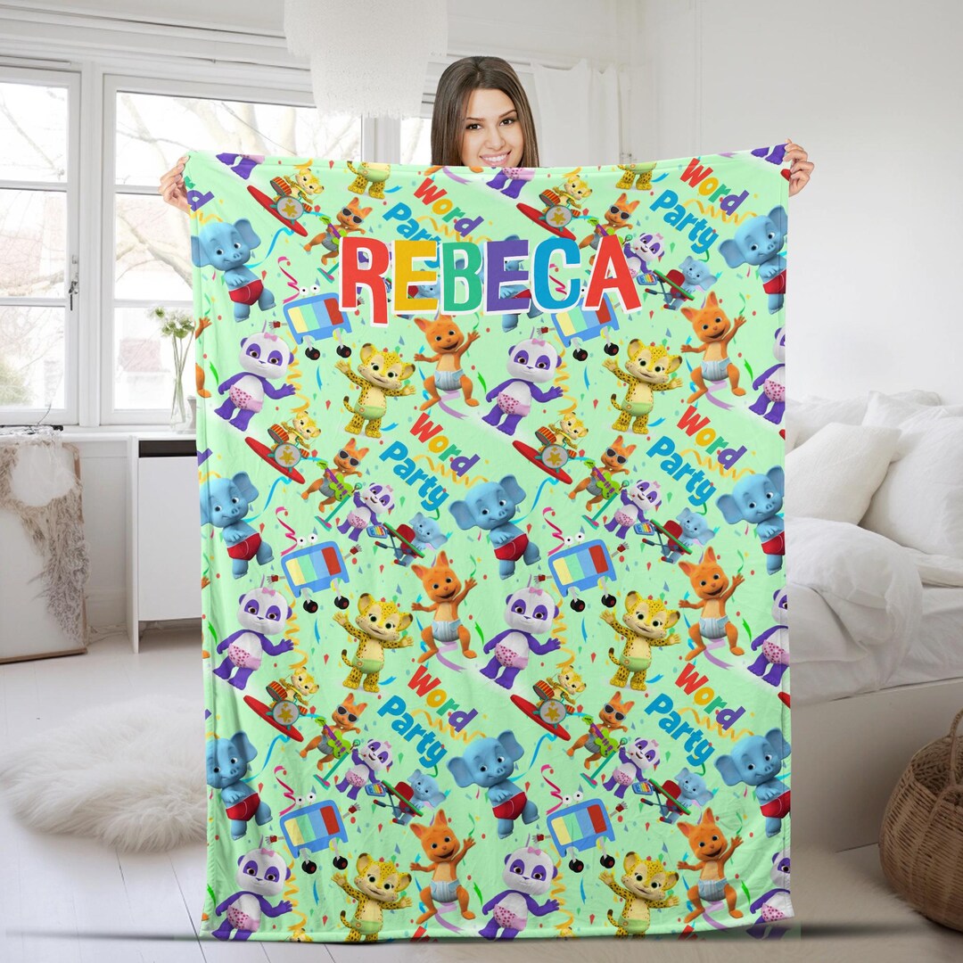 Personalized Word Party Blanket, Custom Name Baby Blanket, Word Party ...