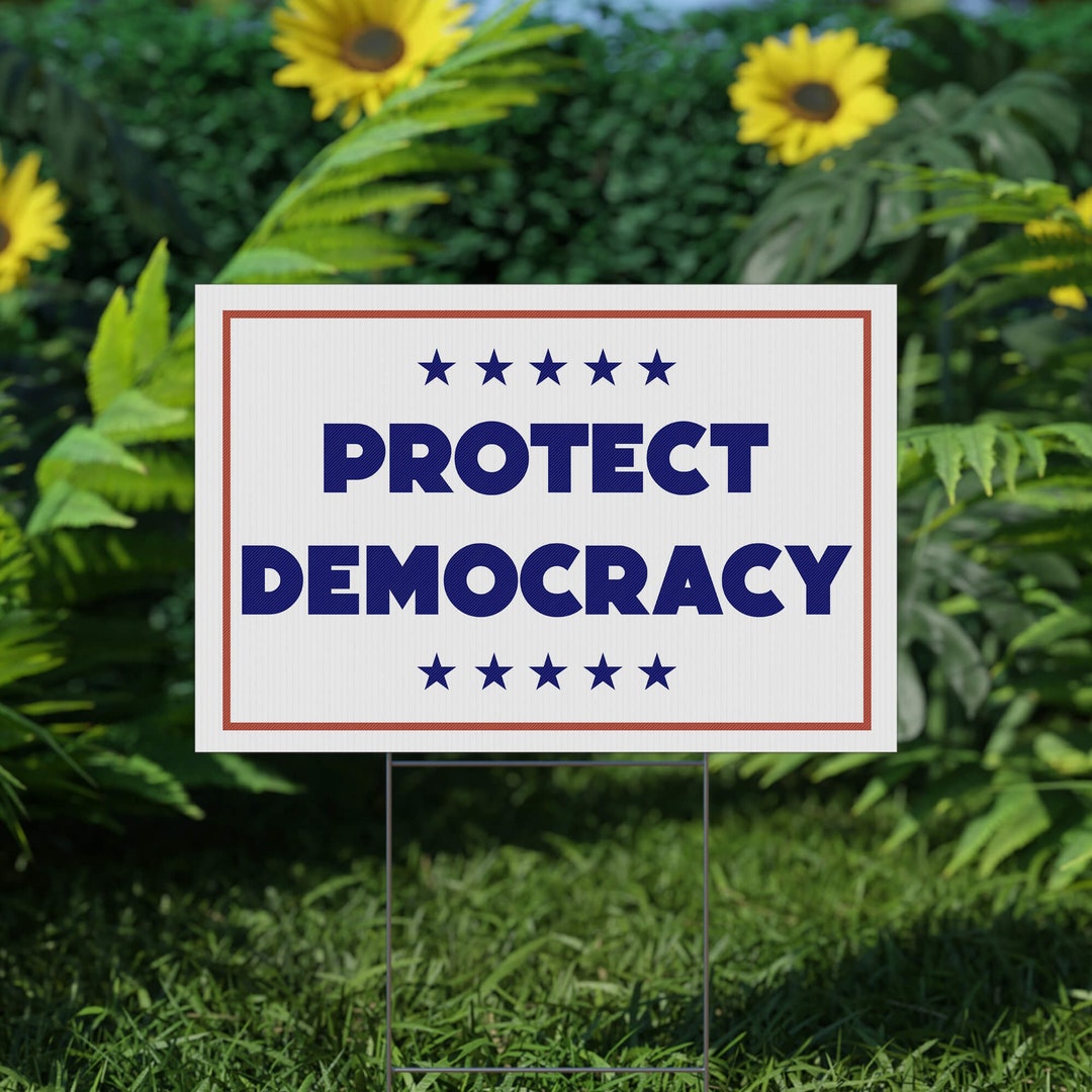 Protect Democracy Political Sign Democrat, Republican US Flag Yard Sign ...