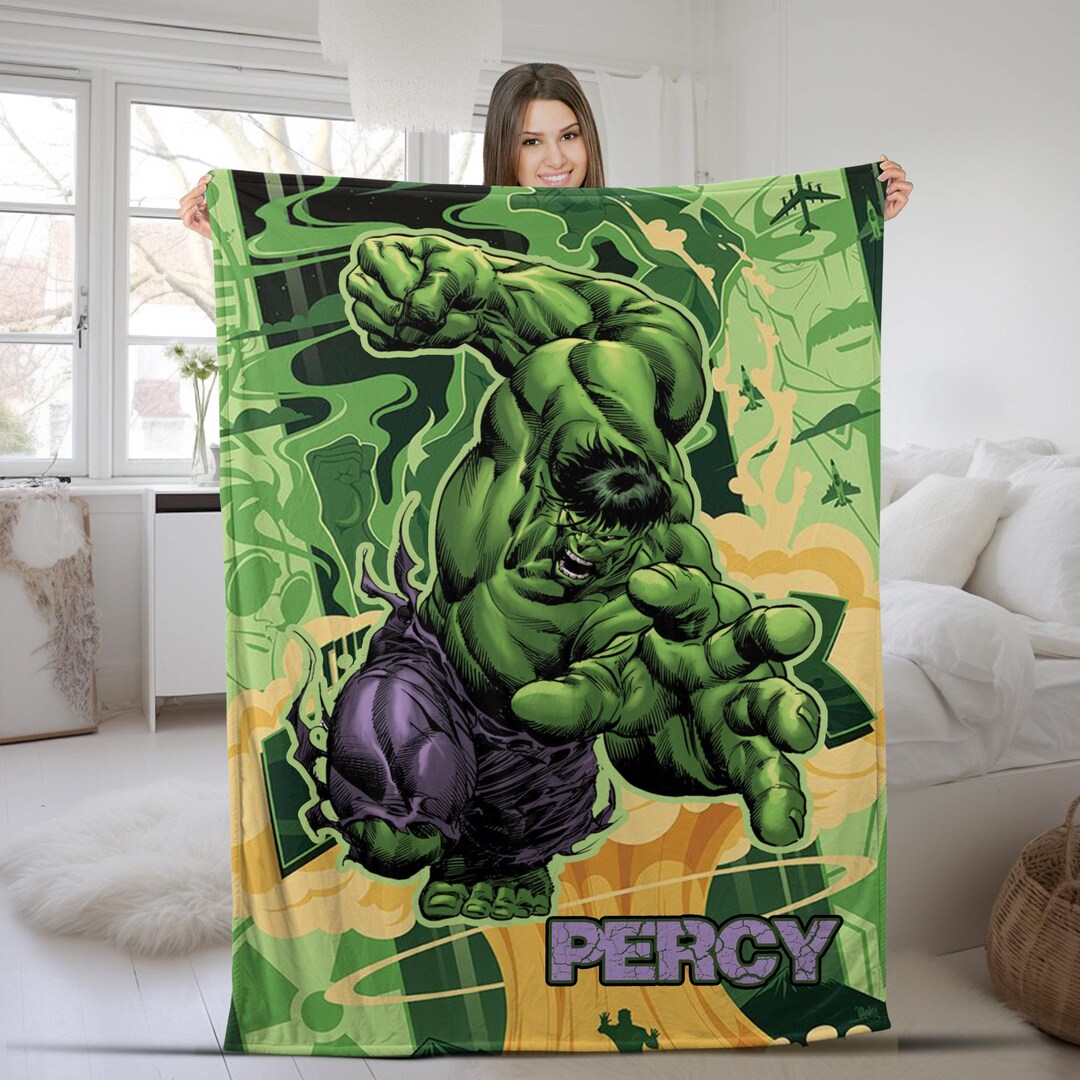The Incredible Hulk Blanket, Custom Kids Blanket, Hulk Fleece Sherpa ...