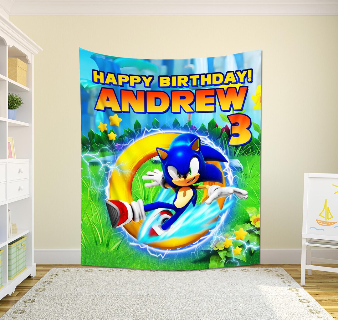 Custom Sonic Birthday Backdrop, Sonic Birthday Banner, Sonic Party ...