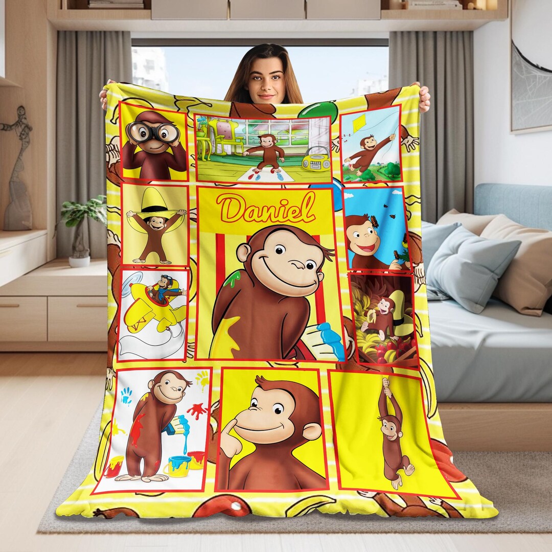 Personalized Curious George Blanket, Curious George Blanket, Curious ...