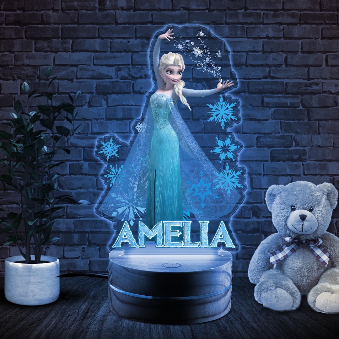 Personalised Elsa Frozen Table Lamp Birthday Gifts Kid Room Decoration ...