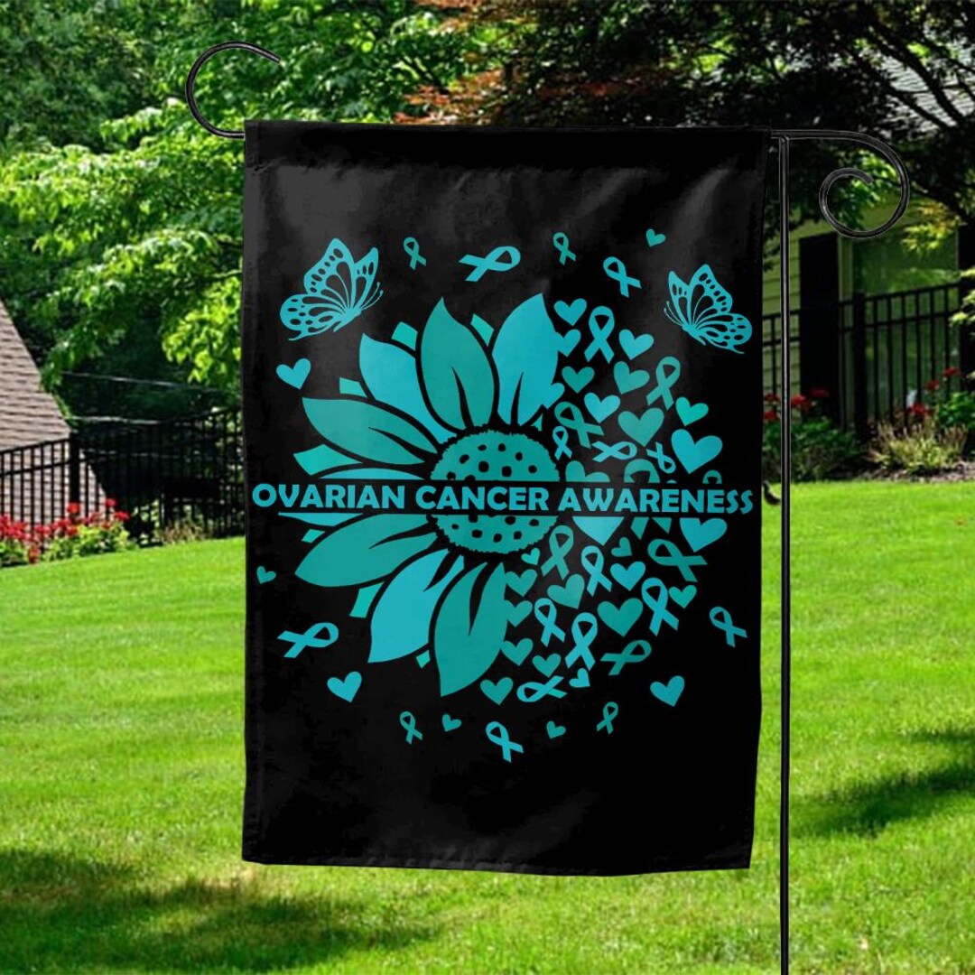 Ovarian Cancer Awareness Garden Flag Garden,teal Ribbon Butterfly ...