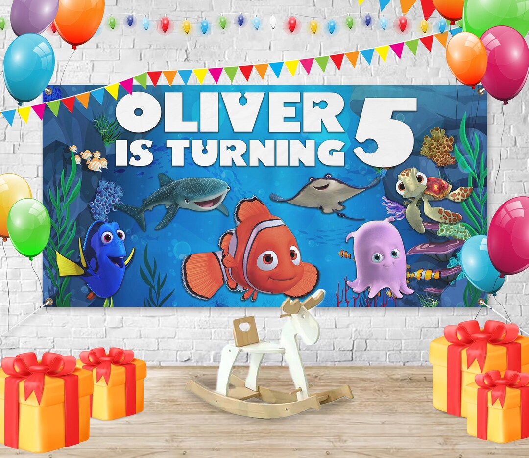 Personalized Disney Finding Nemo Backdrop, Finding Nemo Birthday Banner ...