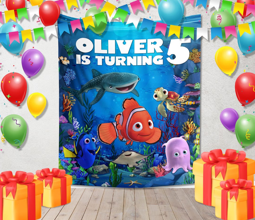 Personalized Disney Finding Nemo Backdrop, Finding Nemo Birthday Banner ...