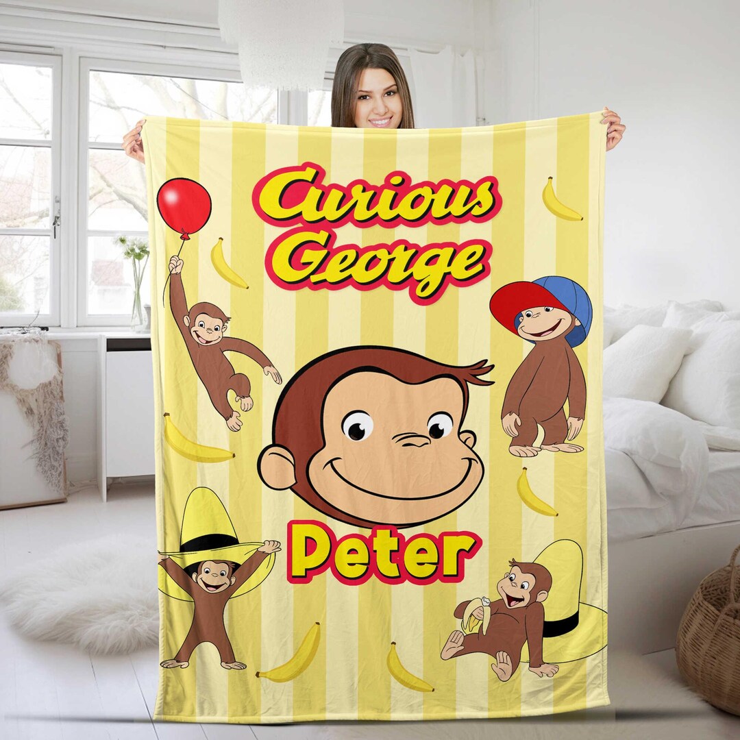 Personalized Curious George Blanket, Curious George Throw Blanket Couch ...