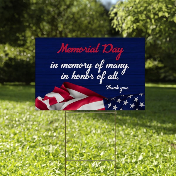 Memorial Day Yard Sign - Etsy