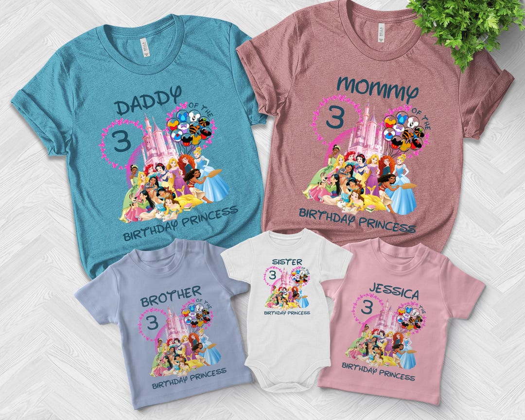 Personalized Disney Princess Birthday Shirt, Princess Family Birthday Shirt, Birthday Group ...