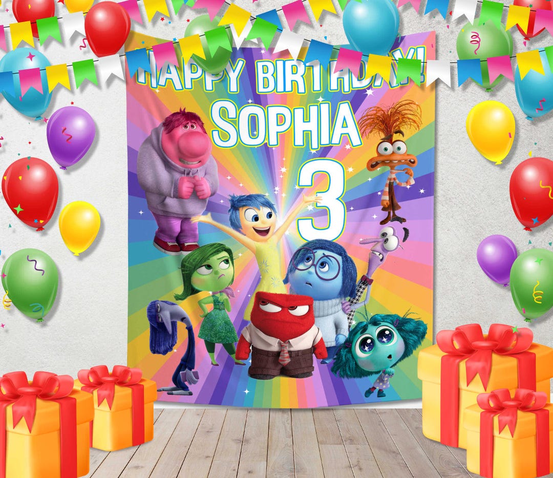 Custom Inside Out Birthday Backdrop, Inside Out Birthday, Inside Out ...
