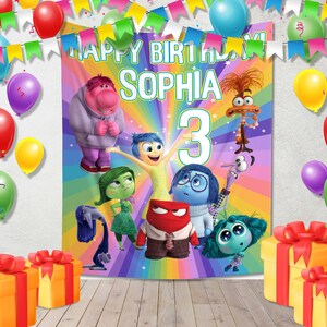 Custom Inside Out Birthday Backdrop, Inside Out Birthday, Inside Out ...