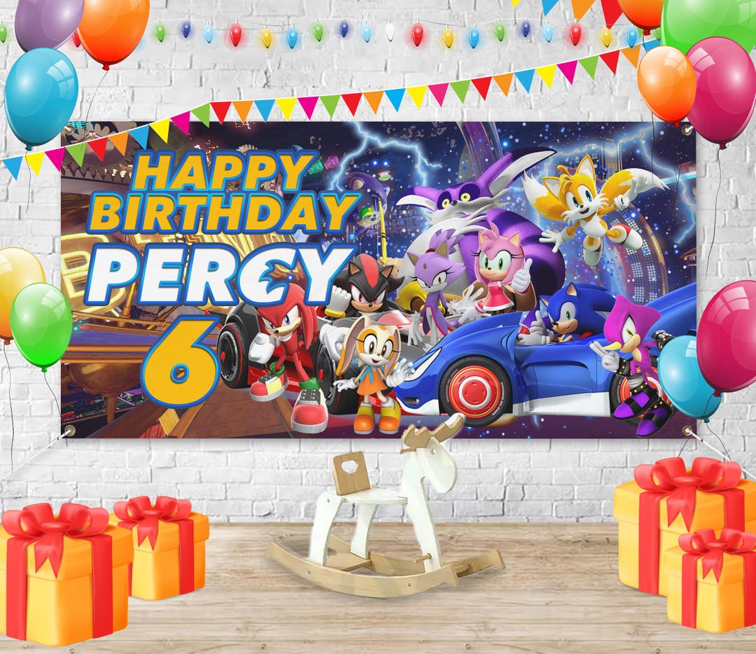 Sonic Birthday Party Backdrop/sonic Hedgehog 3 Birthday Banner/custom ...