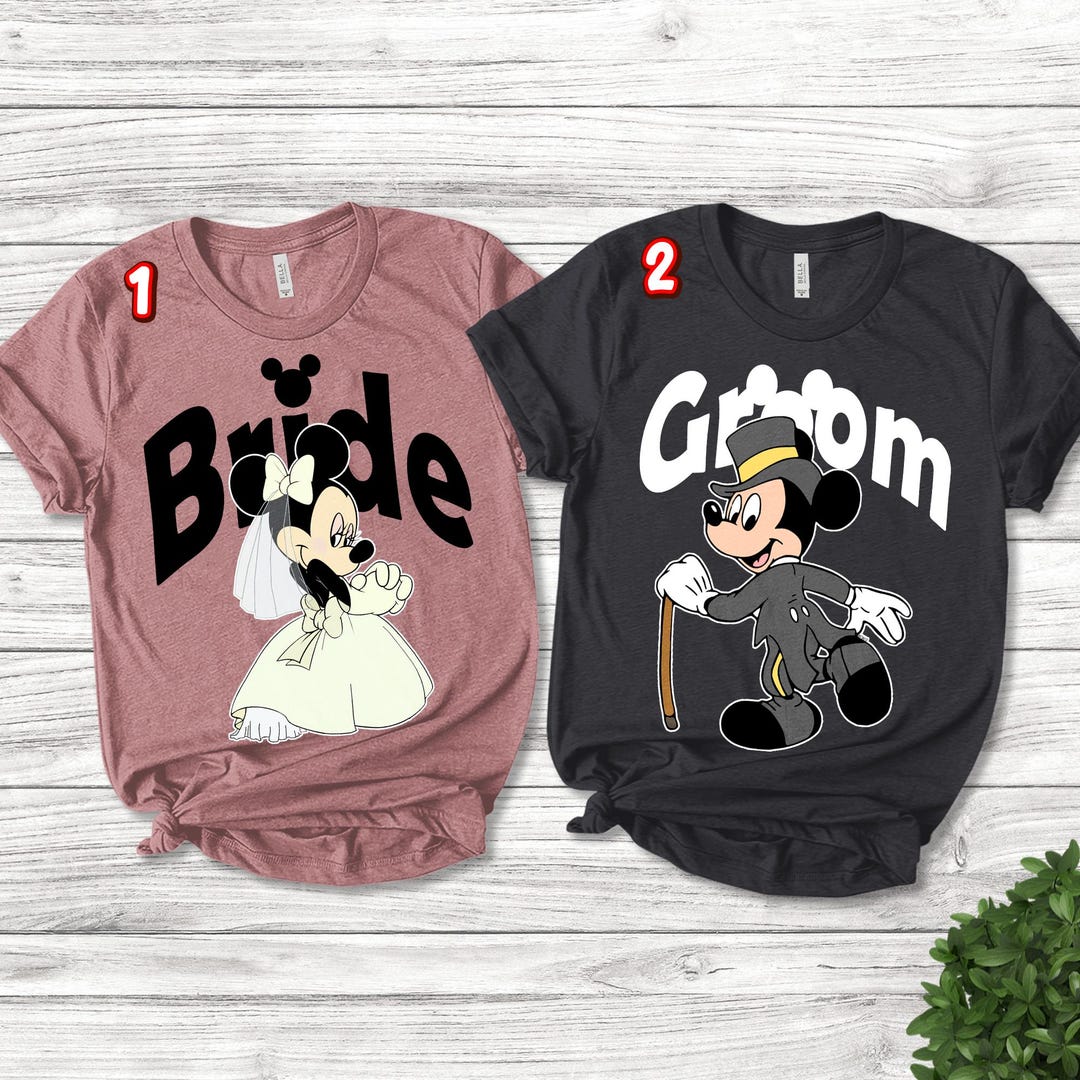 Disney Bride & Groom Shirt, Mickey and Minnie Mouse Matching Bach Shirt ...