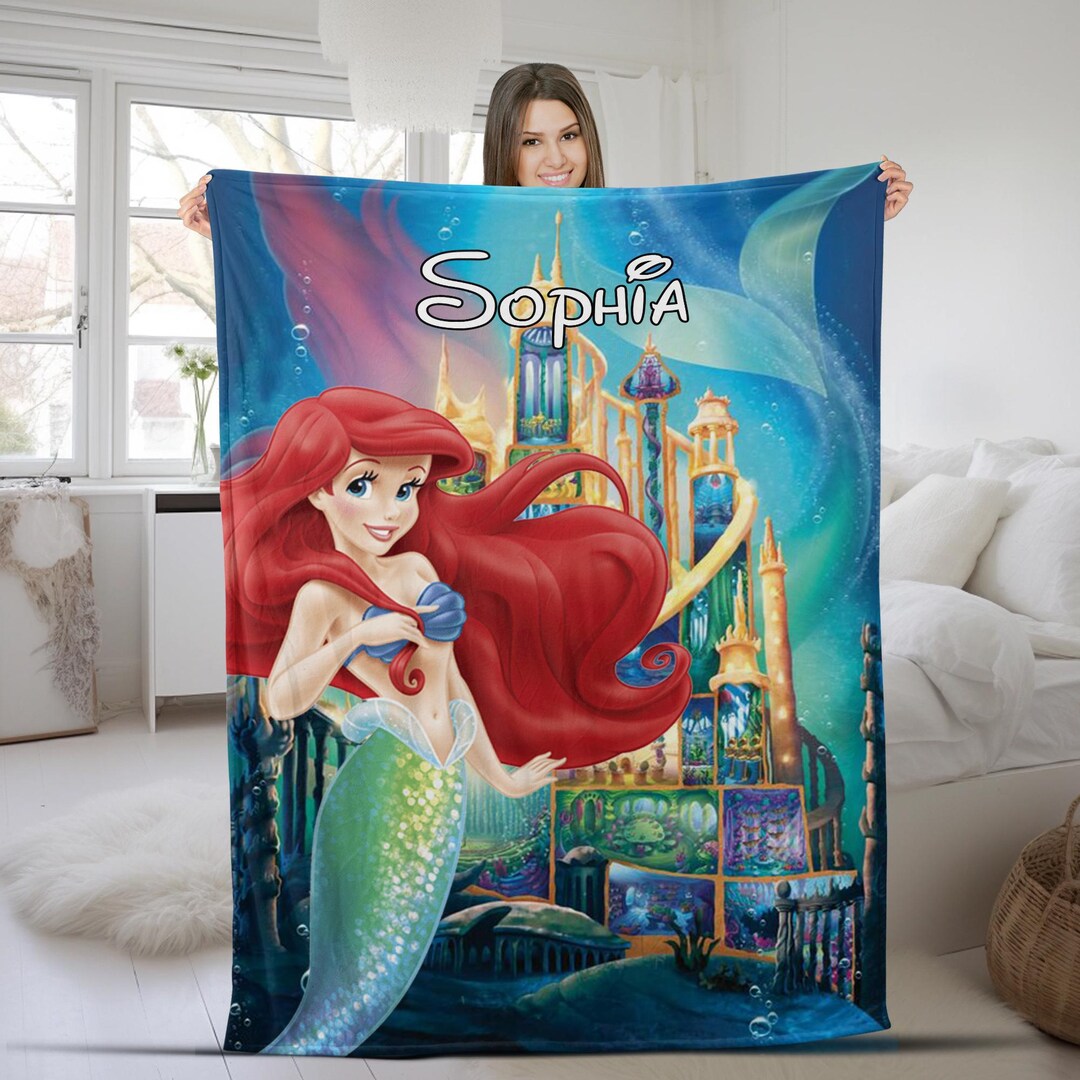 Personalized the Little Mermaid Blanket Ariel Princess Fleece Blanket ...