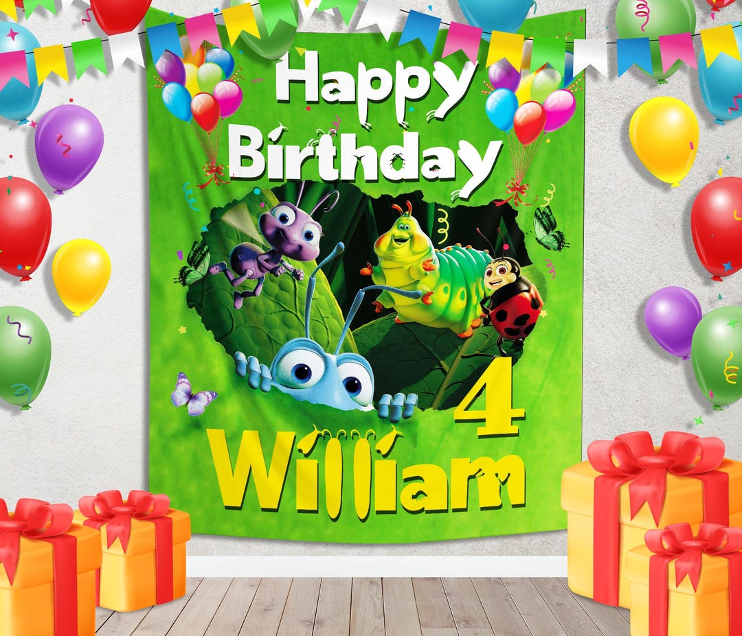 Personalized A Bug's Life Birthday Backdrop | Custom Name & Age Party ...