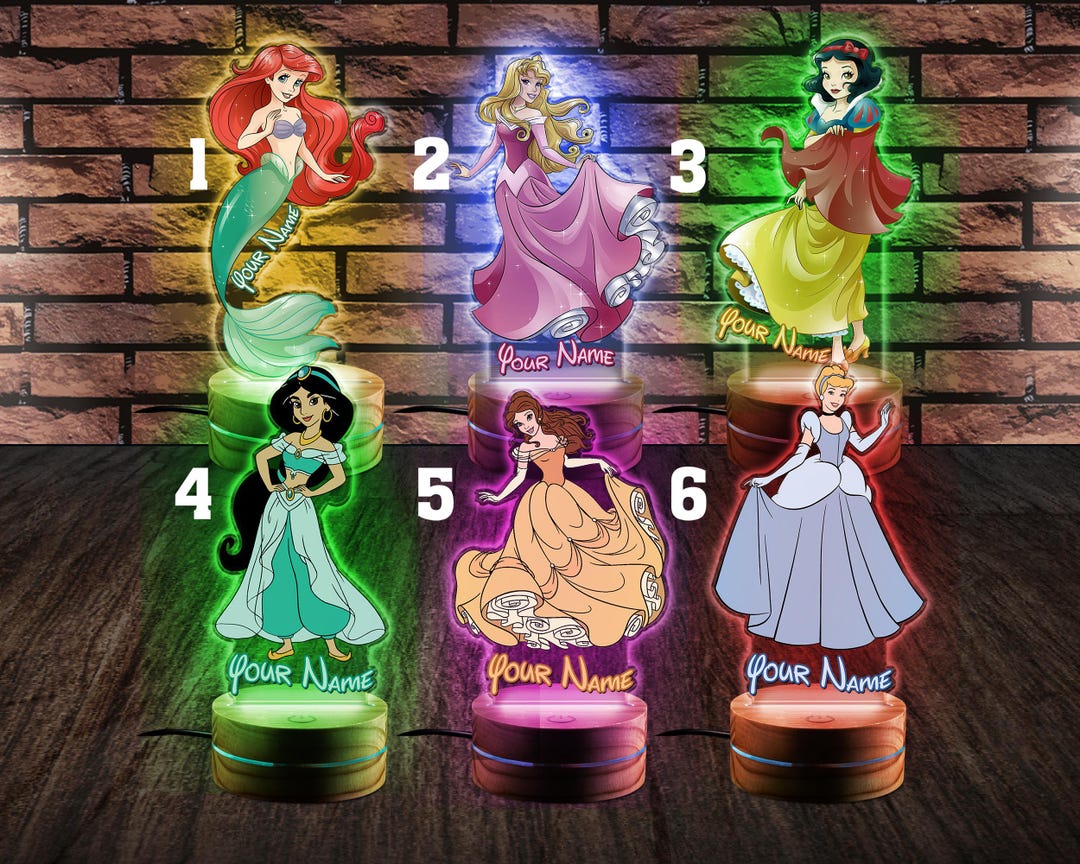 Personalized Disney Princess Night Light,custom Name Baby Girl Room ...