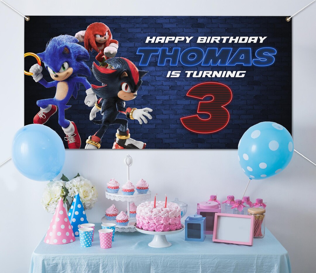 Sonic Birthday Party Backdrop, Sonic Hedgehog Birthday Banner, Custom ...